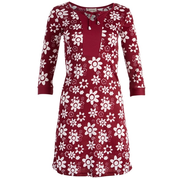Earth Song | Dresses | Earth Song Maroon White Floral Dress | Poshmark
